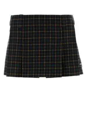 Miu Miu Plaid Pleated Mini Skirt