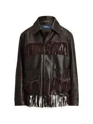Ralph Lauren 100% Calfskin Leather Fringed Jacket
