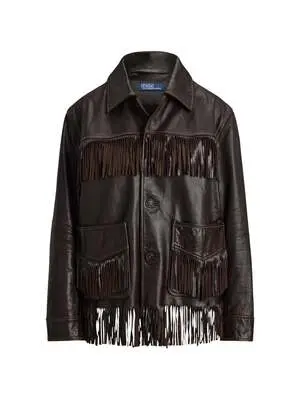 Ralph Lauren 100% Calfskin Leather Fringed Jacket