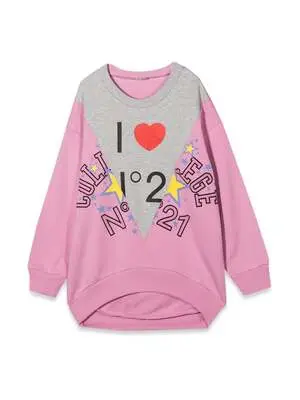 N°21 Crewneck Sweatshirt With Logo And Heart Graphic