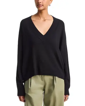 SIX FIFTY Geneva V Neck Dropped Shoulder Sweater - Black