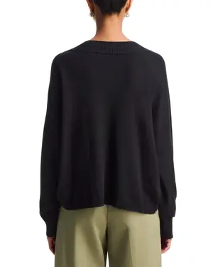 SIX FIFTY Geneva V Neck Dropped Shoulder Sweater - Black