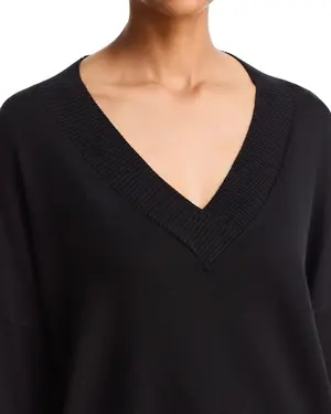 SIX FIFTY Geneva V Neck Dropped Shoulder Sweater - Black
