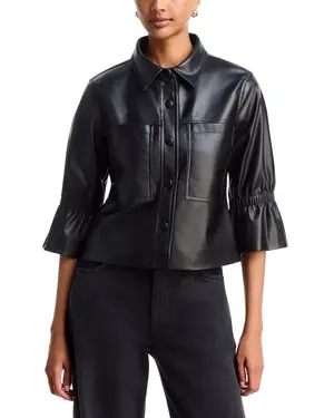 SIX FIFTY Romy Faux Leather Flared Elbow Sleeve Jacket