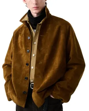 Studio Nicholson Suede Leather Button Overshirt