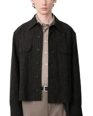 Studio Nicholson Slim Cotton & Wool Knit Check Overshirt