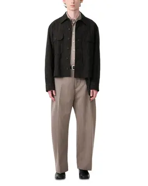 Studio Nicholson Slim Cotton & Wool Knit Check Overshirt
