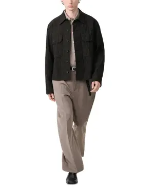 Studio Nicholson Slim Cotton & Wool Knit Check Overshirt