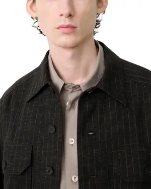 Studio Nicholson Slim Cotton & Wool Knit Check Overshirt