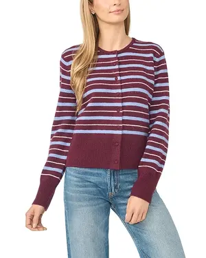 CECE DUPRAZ Striped Crewneck Cardigan