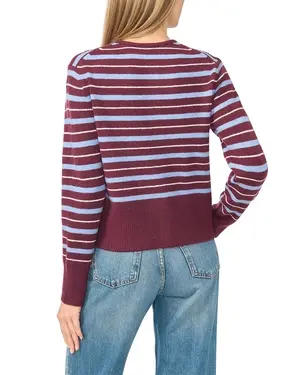 CECE DUPRAZ Striped Crewneck Cardigan