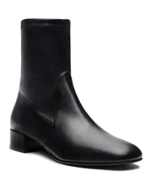 STUART WEITZMAN Bacari Leather Ankle Boots - Black
