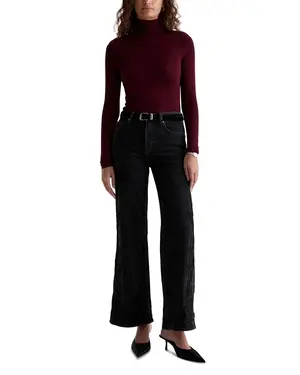 Ag Saige Embroidered High Rise Wide Leg Jeans