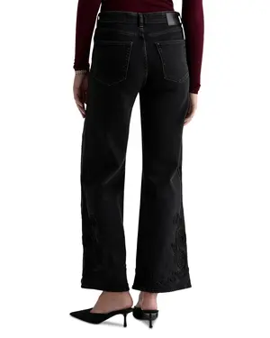 Ag Saige Embroidered High Rise Wide Leg Jeans