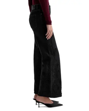 Ag Saige Embroidered High Rise Wide Leg Jeans