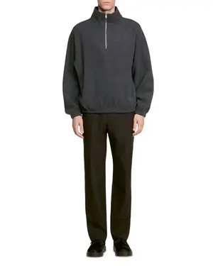 Sandro Stand Collar Half Zip Fleece Sweatshirt