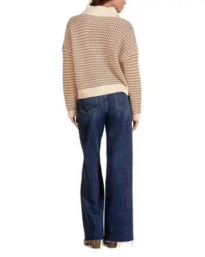 Elan Mock Neck Cropped Drop Shoulder Sweater - Natural