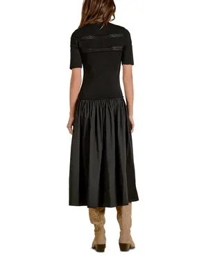 Elan Mock Neck Sleeveless Mixed Media Dress