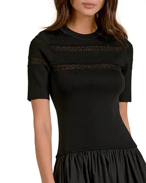 Elan Mock Neck Sleeveless Mixed Media Dress