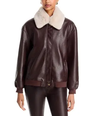 Generation Love Allison Faux Fur Faux Leather Bomber Jacket