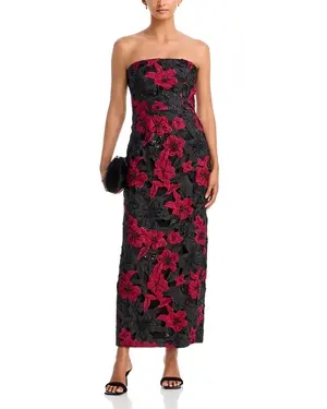MILLY Orion Embellished Strapless Lace Gown