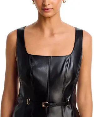 MILLY Ori Faux Leather Mini Dress