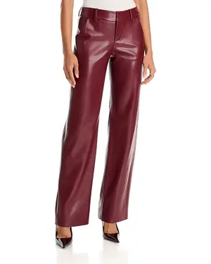 Alice + Olivia Alexander Mid Rise Faux Leather Trousers