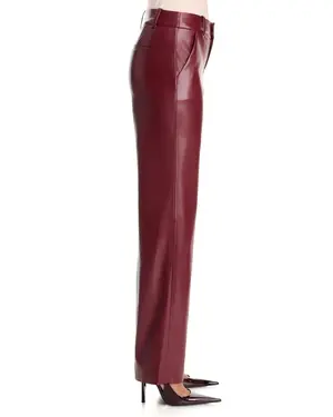 Alice + Olivia Alexander Mid Rise Faux Leather Trousers