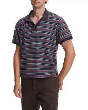 Rag & Bone Cotton Stripe Pique Polo Shirt