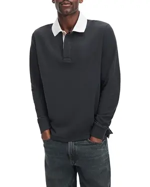 Rag & Bone Classic Cotton Solid Pique Polo Shirt - Black