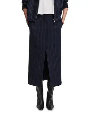 Rag & Bone Bessie Pinstriped Wool Blend Midi Skirt