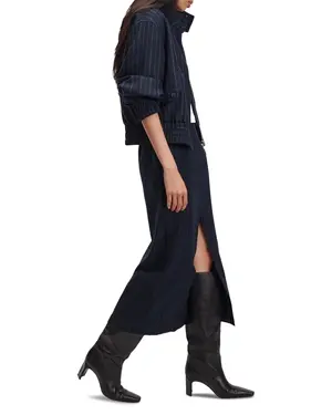 Rag & Bone Bessie Pinstriped Wool Blend Midi Skirt