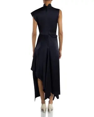 Victoria Beckham High Neck Draped Midi Dress