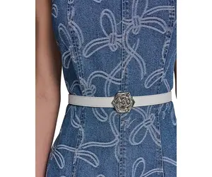 Karl Lagerfeld Paris Printed Denim Midi Dress With Belt