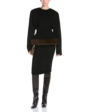 Stella McCartney Sable Faux Fur Belt Midi Dress