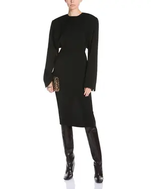 Stella McCartney Sable Faux Fur Belt Midi Dress