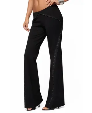 EDIKTED Hook & Eye Detailed Bootcut Pants