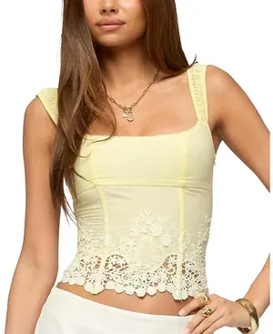 EDIKTED Jana Lacey Ruched Strap Corset