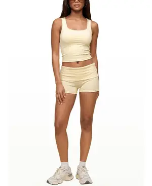 EDIKTED Audrea Ribbed Foldover Biker Shorts - Yellow