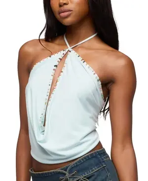 EDIKTED Stone Embellished Halter Top