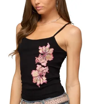 EDIKTED Sylvanna Sequin Flower Tank Top