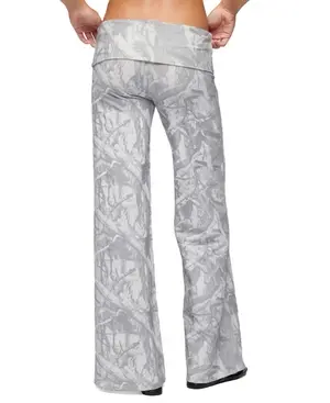 EDIKTED Cammy Wide Leg Foldover Pants - Gray