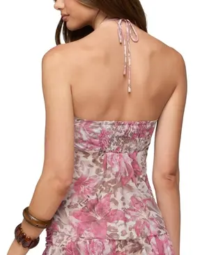 EDIKTED Tessa Floral Split Front Halter Top