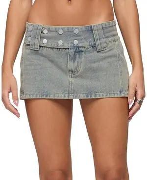 EDIKTED Lolah Snap Waist Denim Mini Skort