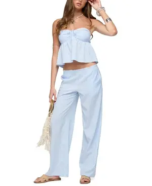 EDIKTED Cersei Striped Tie Front Strapless Top