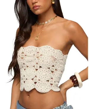 EDIKTED Laurin Crochet Strapless Top