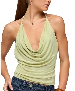 EDIKTED Solena Backless Chain Cowl Neck Top