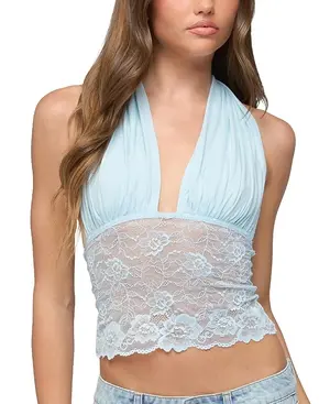 EDIKTED Eloria Lacey Flutter Tie Top