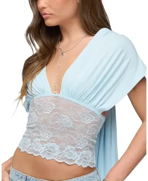 EDIKTED Eloria Lacey Flutter Tie Top