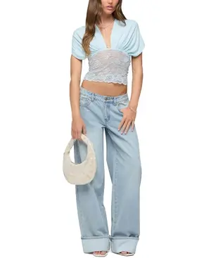EDIKTED Eloria Lacey Flutter Tie Top